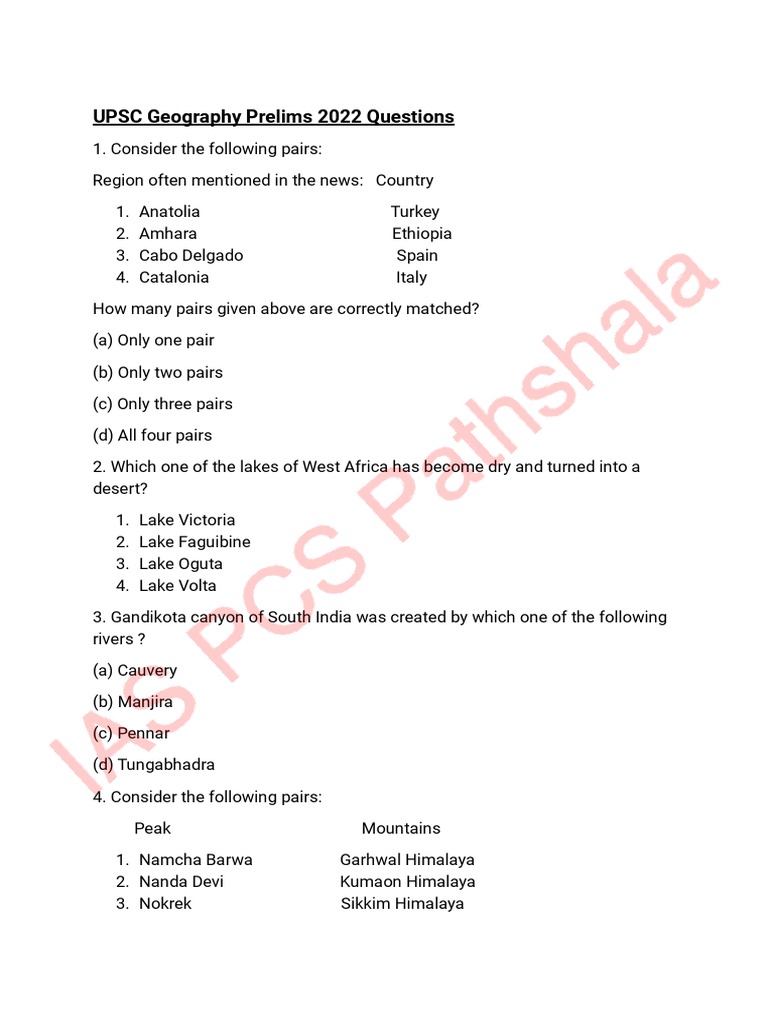 Geography Prelims Pyq Compilation (2014-2022) | PDF | Agriculture | Forests