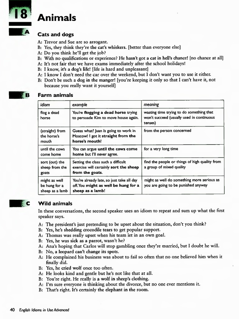 Animals Idioms | PDF