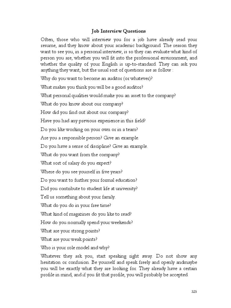 Essential Job Interview Questions Guide | PDF | Career & Growth | Lifestyle