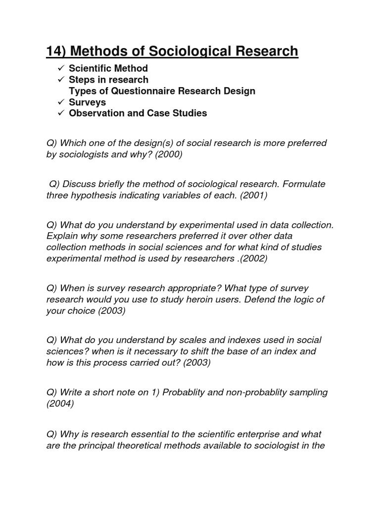 4 Methods of Sociological Research | PDF | Social Research | Sociology