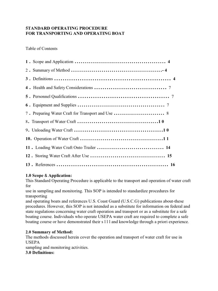 Standard Operating Procedure Small Boats | PDF | Traffic | Trailer ...