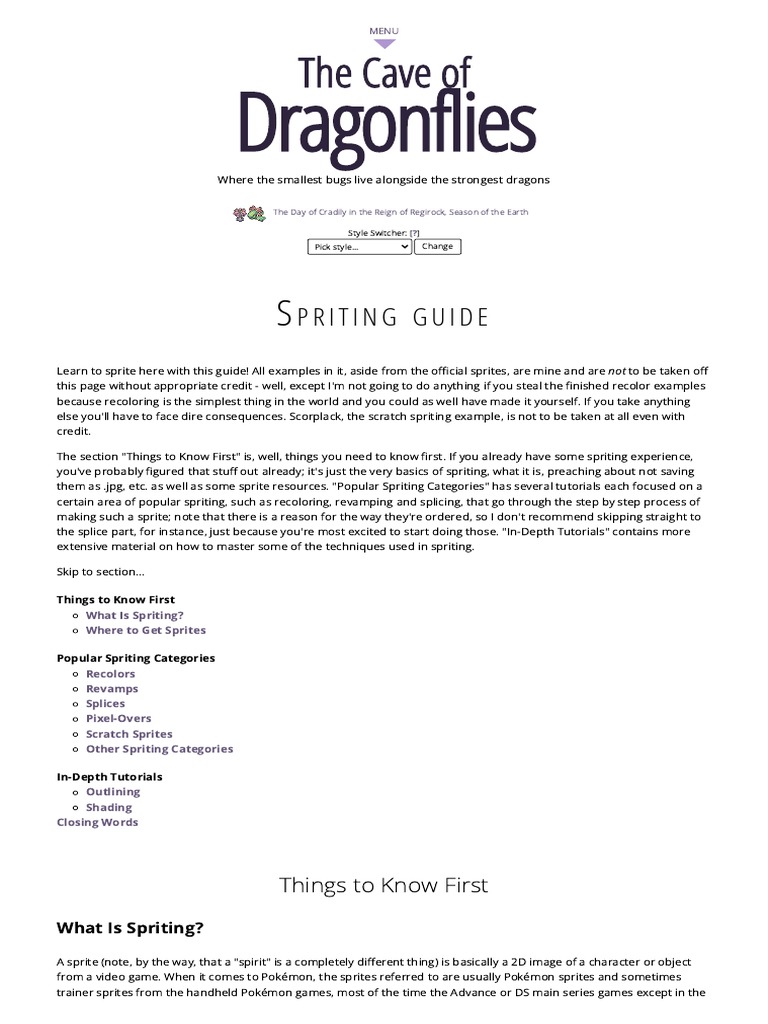 Spriting Guide - The Cave of Dragonflies | PDF | Circle | Shadow
