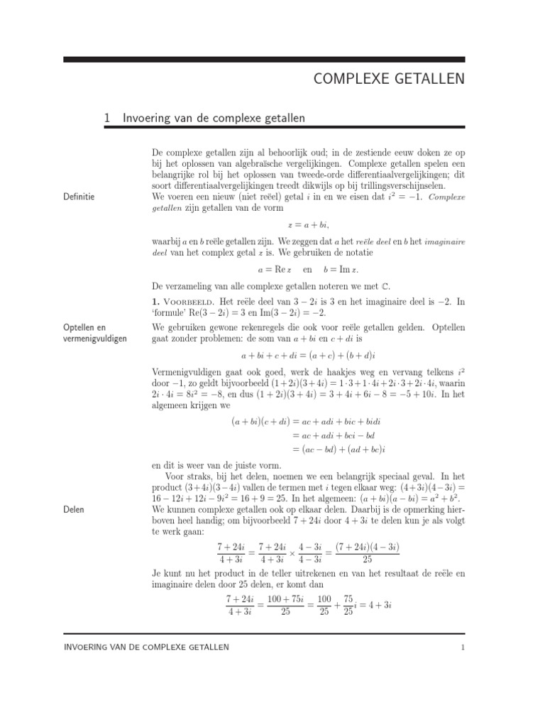 Dictaat Complexe Getallen | PDF