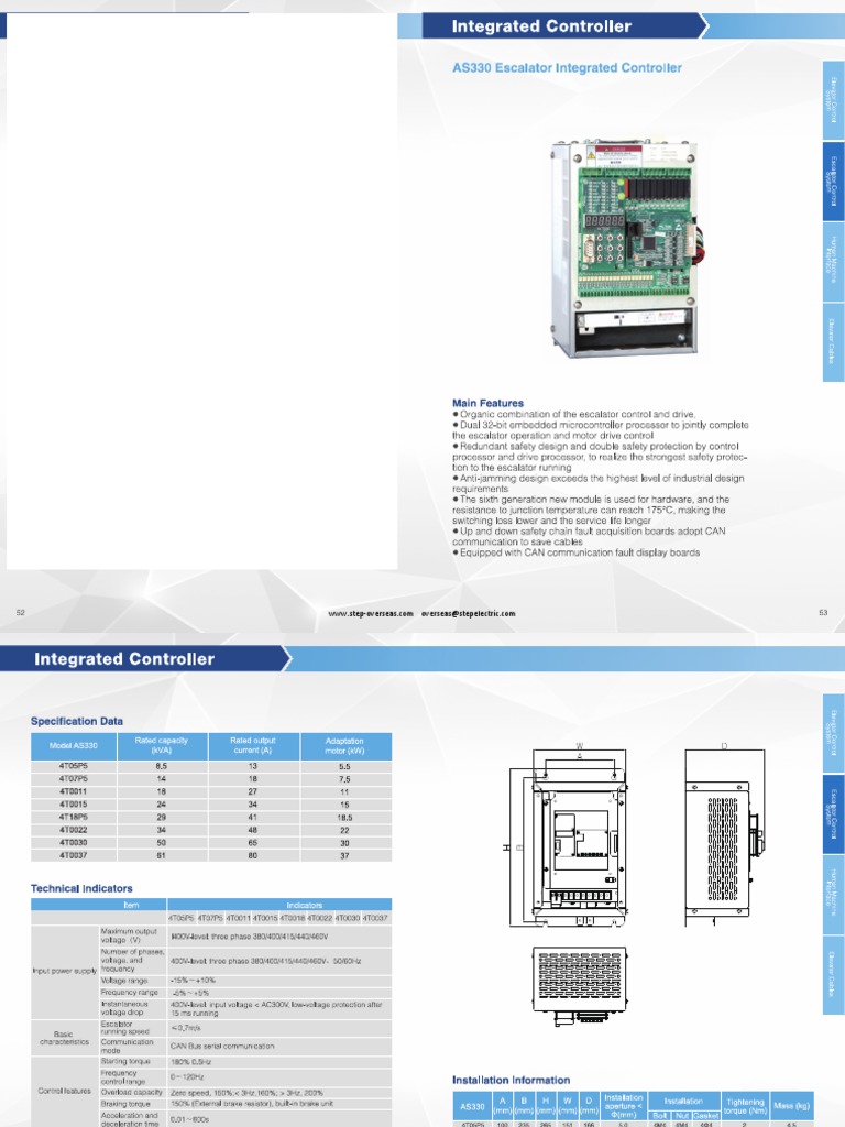 Escalator Integrated Controller AS330 | PDF