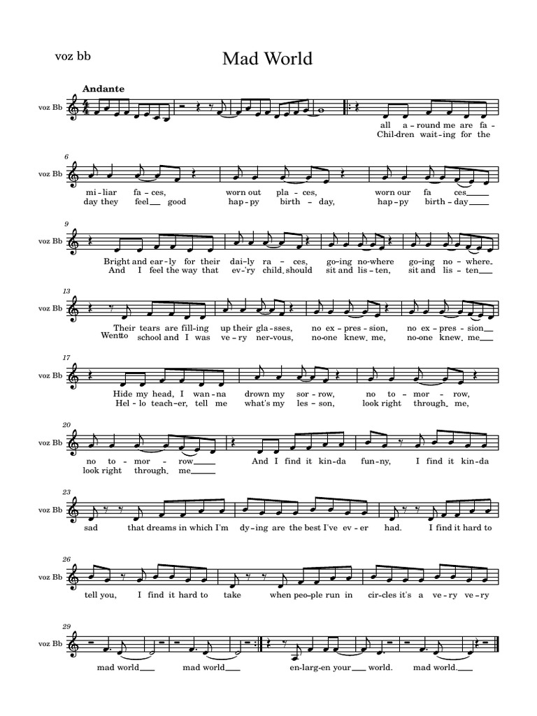 Mad - World - Saxophone-Voz BB | PDF