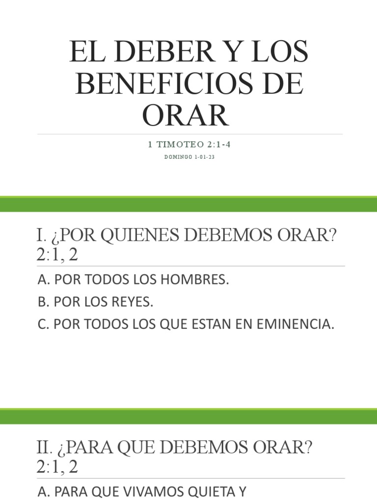 El Deber y Los Beneficios de Orar | PDF