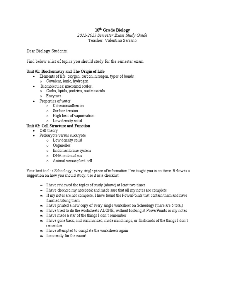 Biology Study Guide | PDF