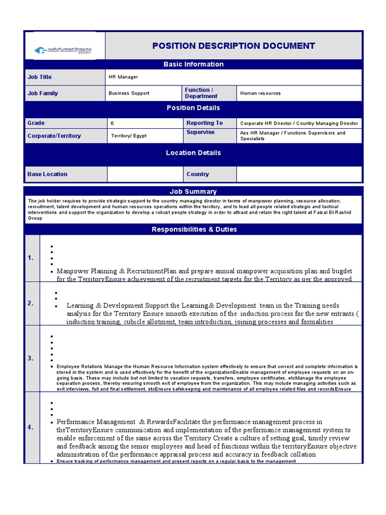 JD-HR-Manager-Assignment | PDF