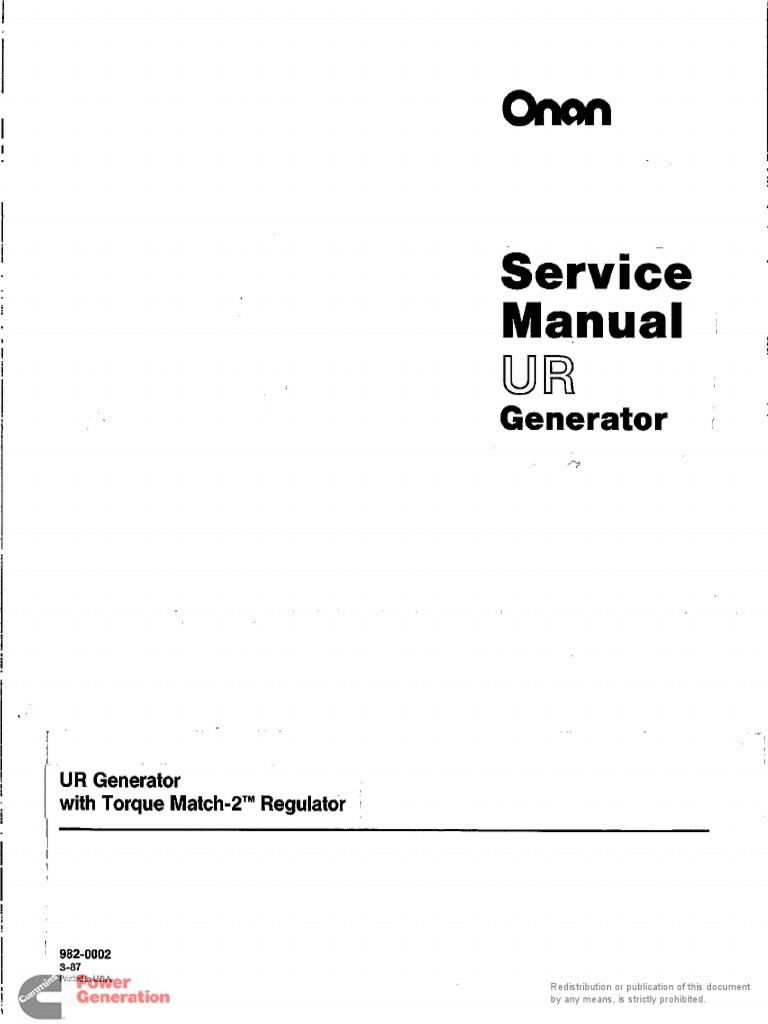 UR Generator Service Manual Overview | PDF | Electric Generator | Rectifier