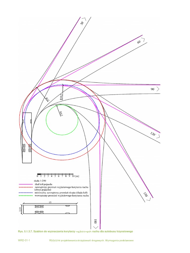 Rys. 5.1.3.7. Szablon Do Wyznaczania Korytarzy Wyjsciowych Ruchu Dla Autobusu Trzyosiowego | PDF