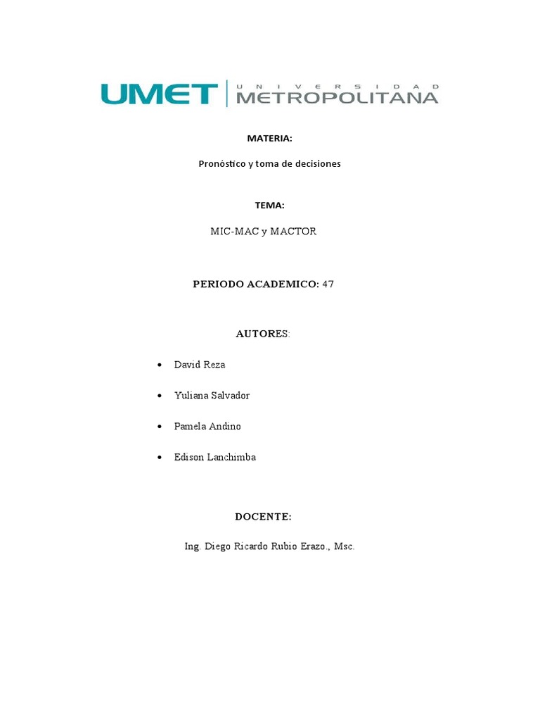 MIC-MAC y MACTOR | PDF | Economias