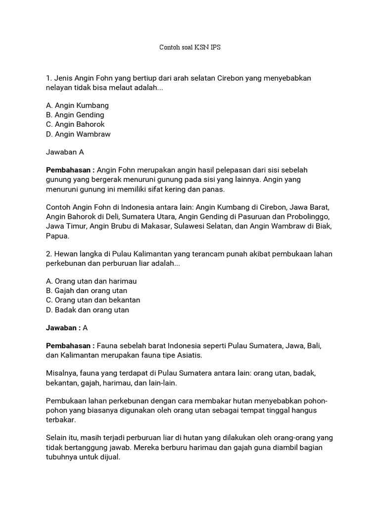 Contoh Soal KSN IPS | PDF