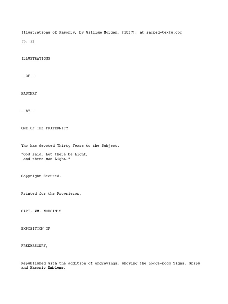 Illustrations of Masonry, by William Morgan, (1827) | PDF | Freemasonry