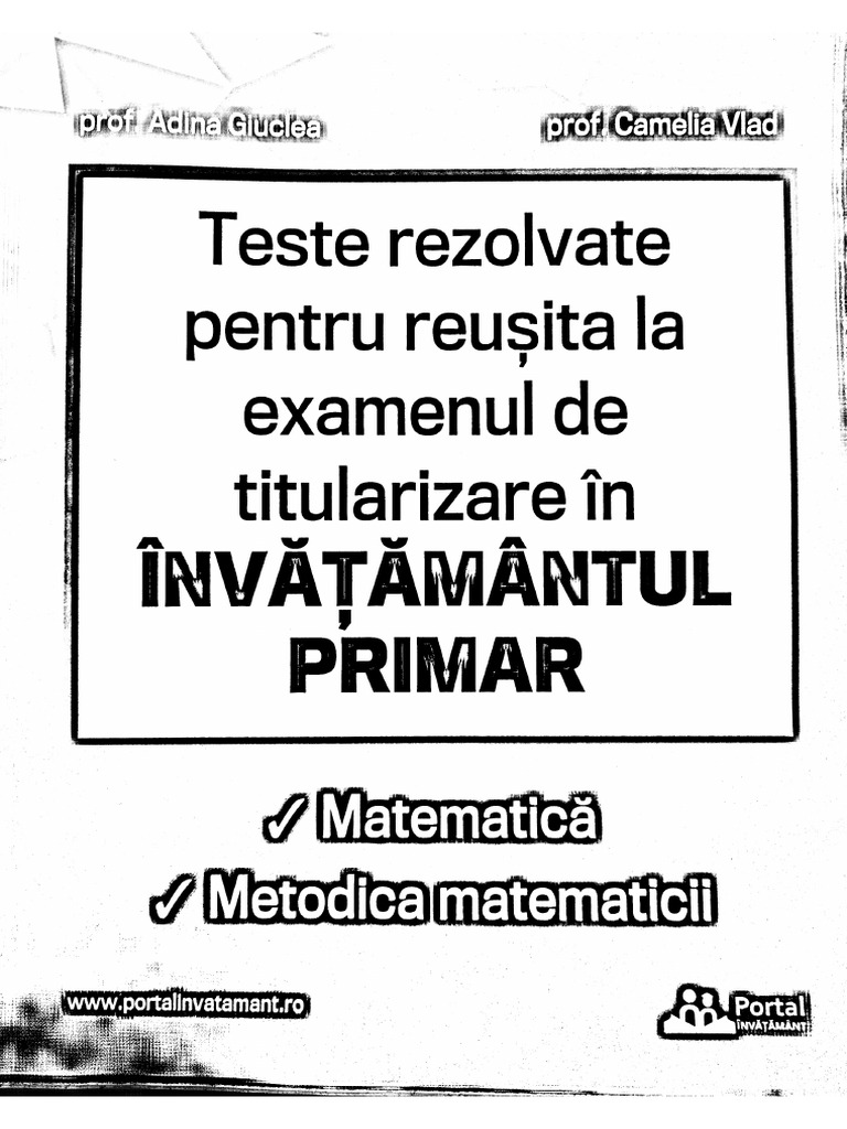 Teste Titularizare Invatatori 2021 | PDF