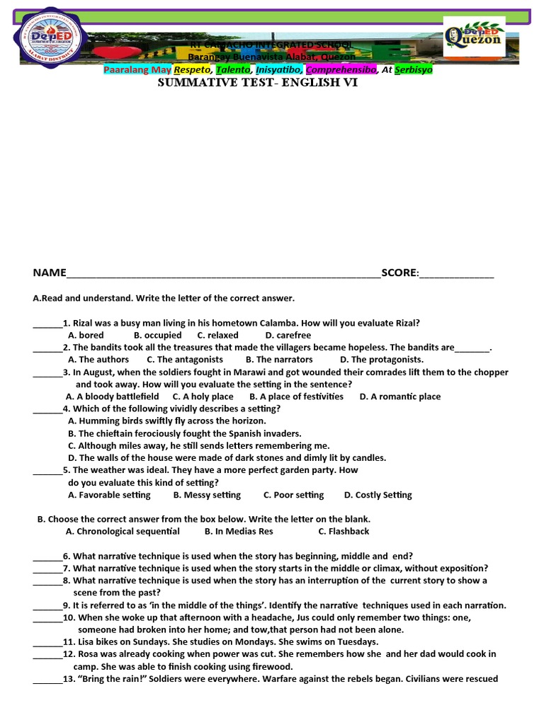 3Q Summative Test English | PDF | Wellness