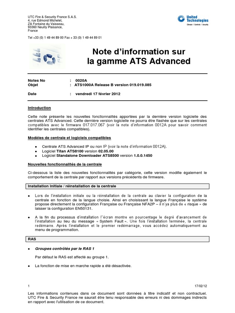 'ATS1000A Release B Version 019.019.085 | PDF | Informatique | Informatique