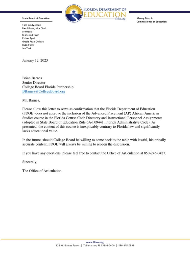 AP Course Letter | PDF