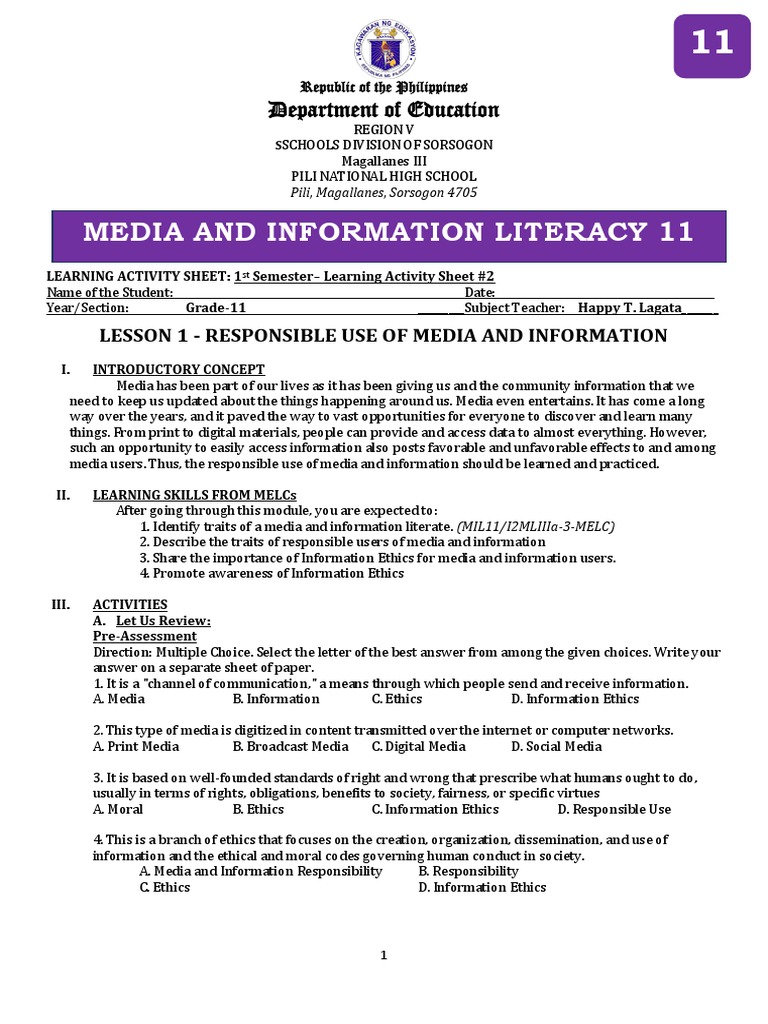 Mil 11-Q1-Las 2 | PDF | Mass Media | Media (Communication)
