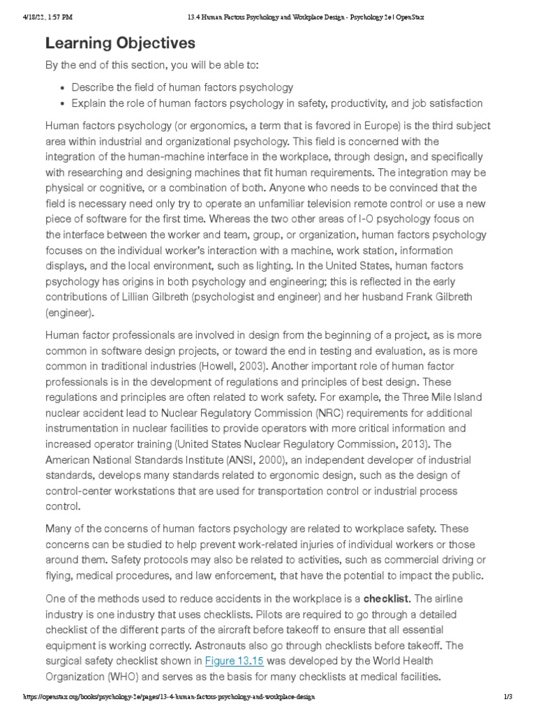 13.4 Human Factors Psychology and Workplace Design - Psychology 2e ...