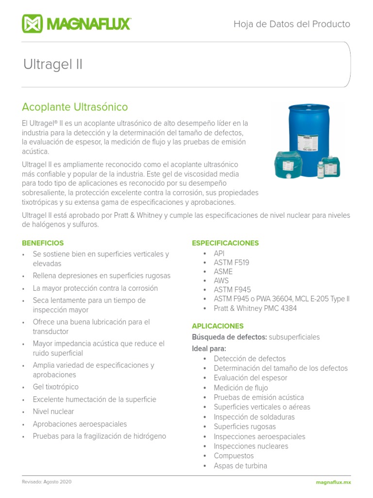 Ultragel II Product Data Sheet Espanol | PDF | Ultrasonido | Ciencias ...