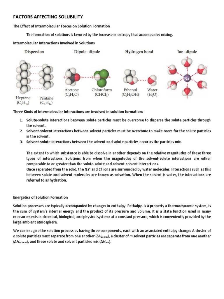 Factors Affecting Solubility | PDF | Solubility | Solvation
