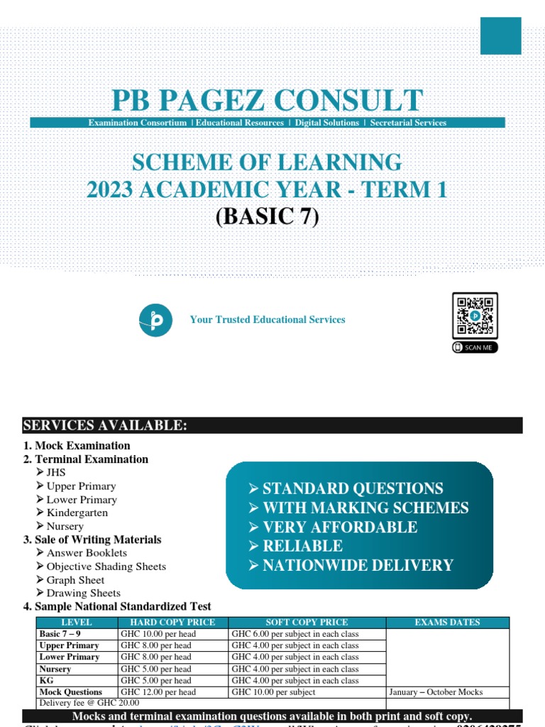 PB PAGEZ Consult Term 1 Scheme of Learning 2023: English Language for ...