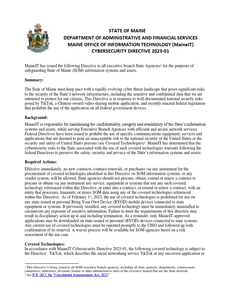 Cybersecurity Directive On TikTok | PDF | Computer Security | Security