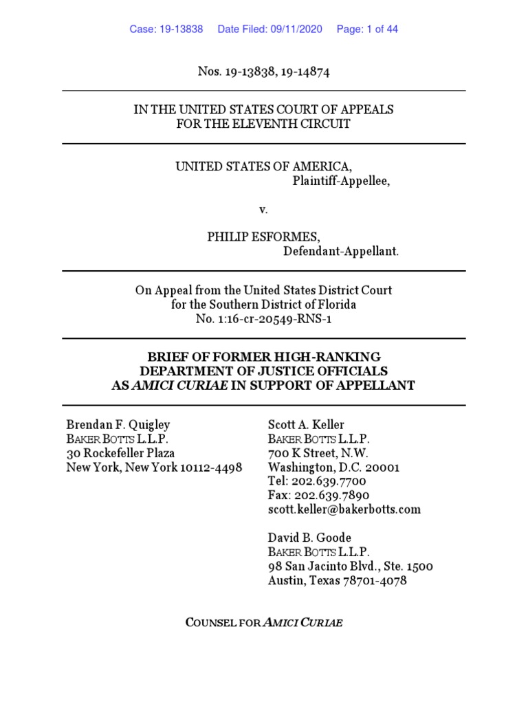 Esformes Amicus Brief | PDF | Prosecutor | Amicus Curiae