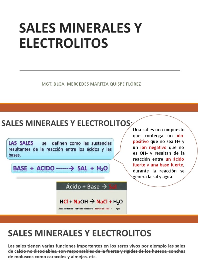 Tema 4 - Sales Minerales y Electrolitos | PDF | Sal (química) | Calcio