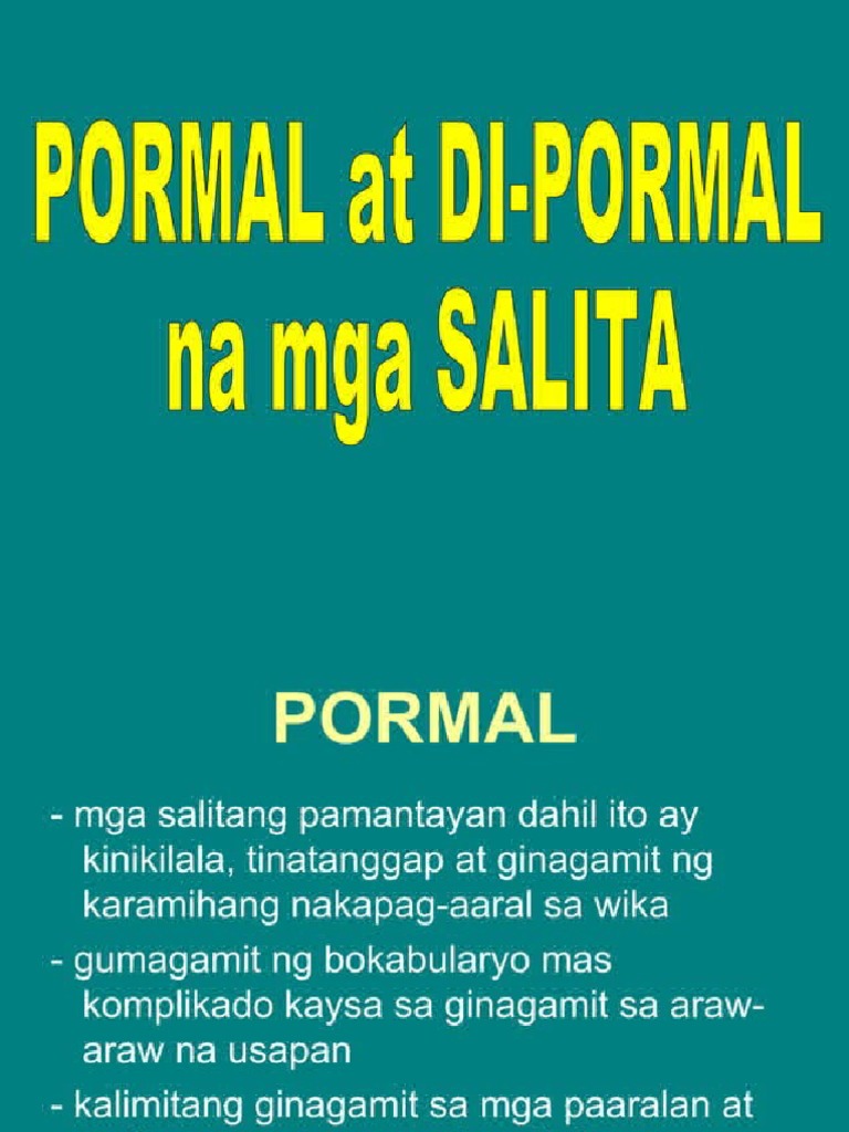 Pormal at Di Pormal Na Wika | PDF
