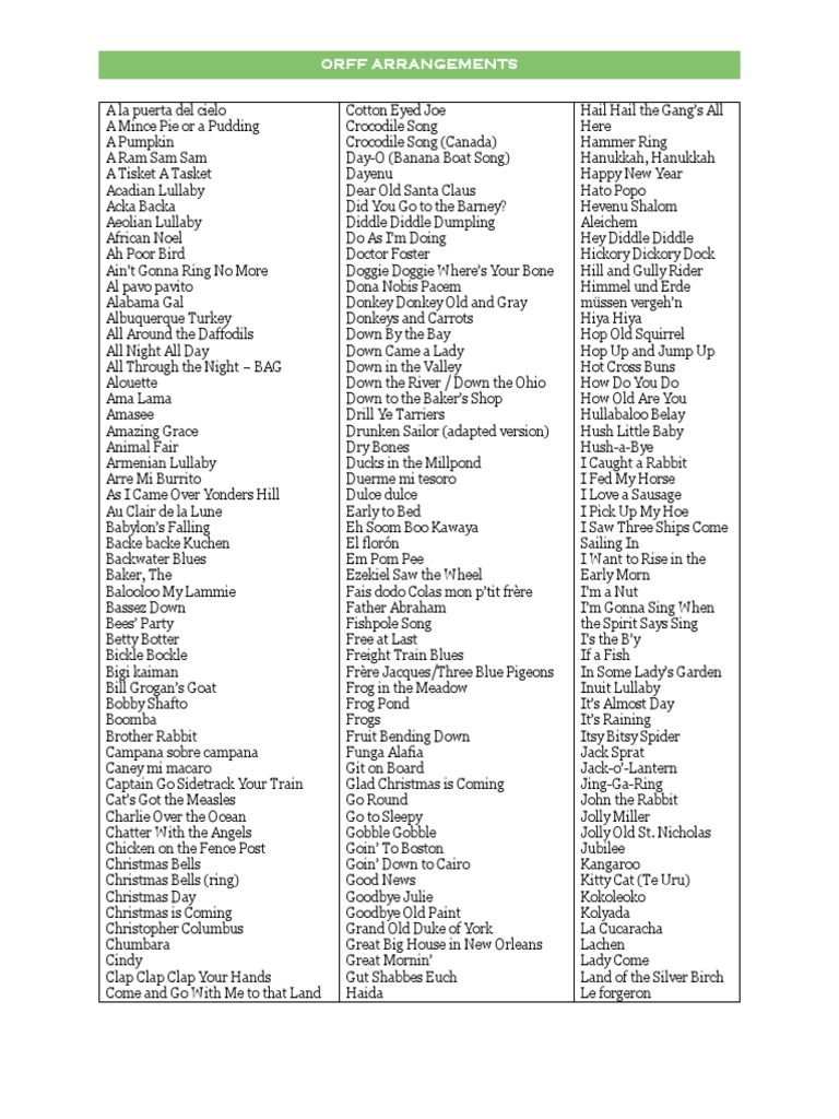 Orff Arrangements for Classroom Use | PDF | Rhythm | Recorder (Musical ...