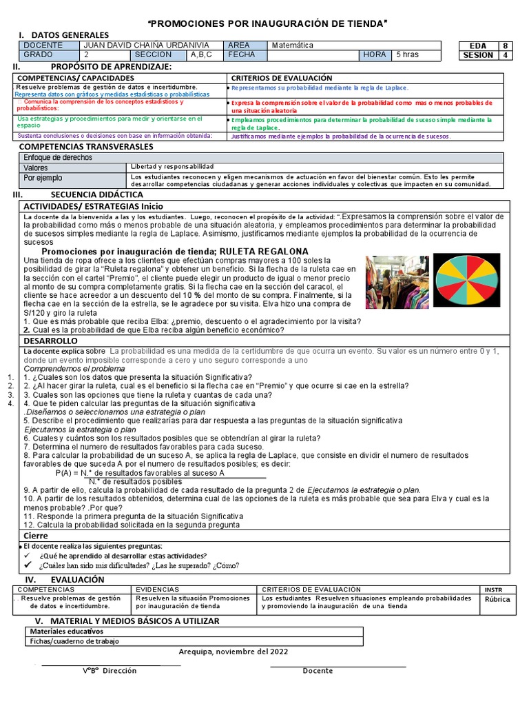 Act 4 EDA8 de Matematica | PDF | Probabilidad | Estadísticas