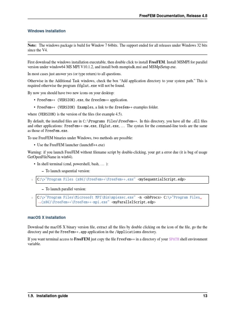 FreeFEM Windows Install Guide | PDF | Computers