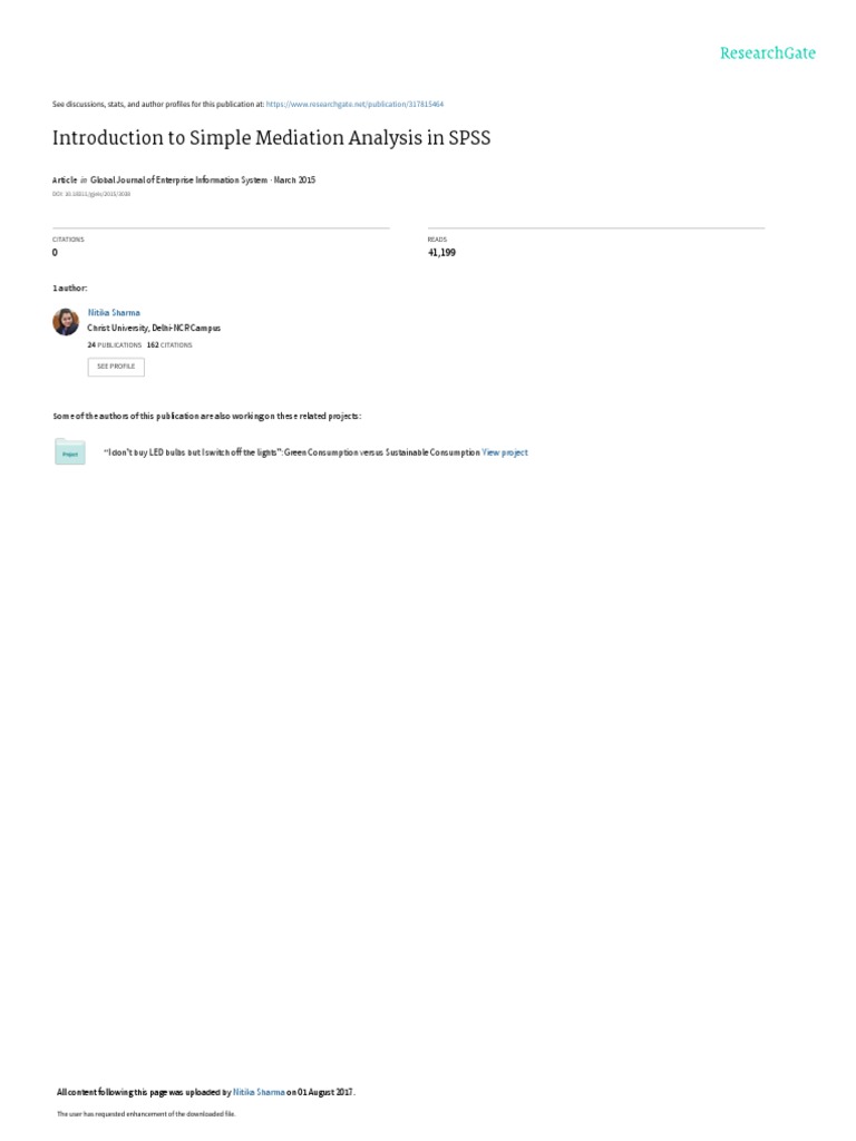 Introduction To Simple Mediation Analysis in SPSS | PDF | Regression ...