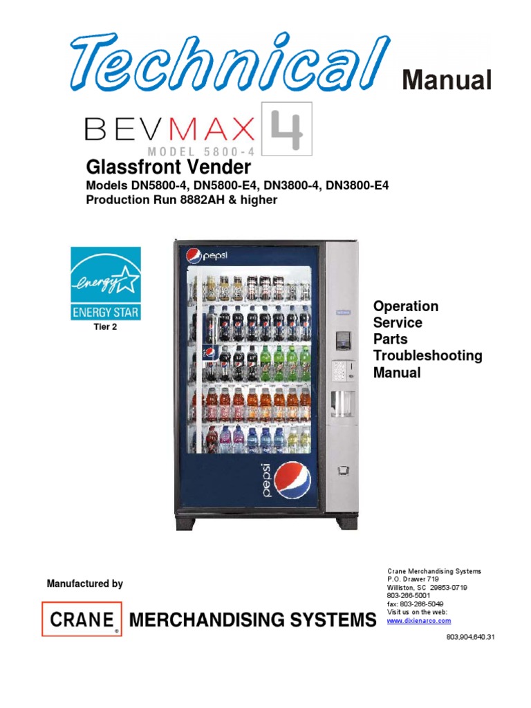 BevMax 4 Pepsi Service-Parts Manual 64031 | PDF | Mains Electricity ...