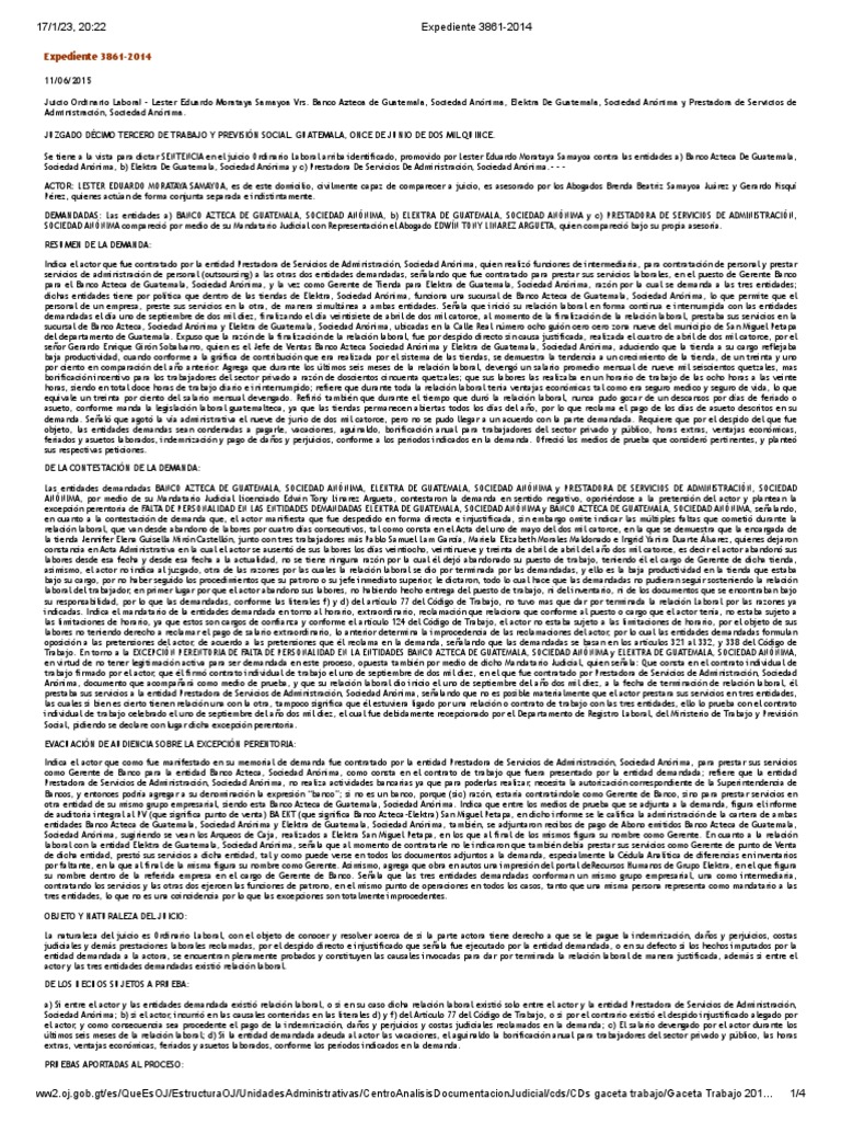 Expediente 3861-2014 | PDF | Salario | Guatemala