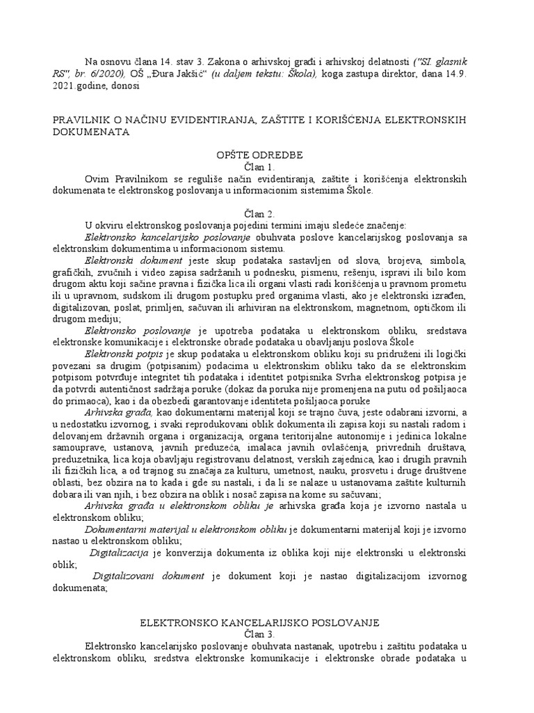 Pravilnik o Načinu Evidentiranja, Zaštite I Korišćenja Elektronskih ...