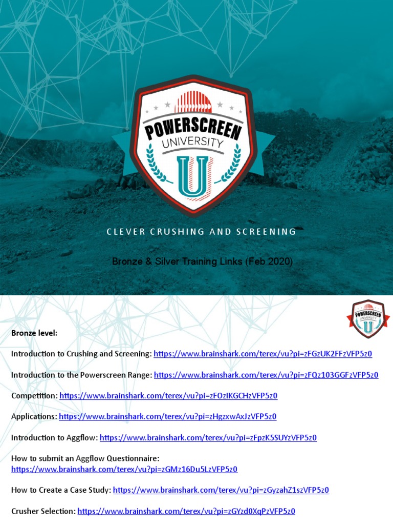 Powerscreen University Bronze & Silver Links - Feb 2020 | PDF | Manufactured Goods | Engineering