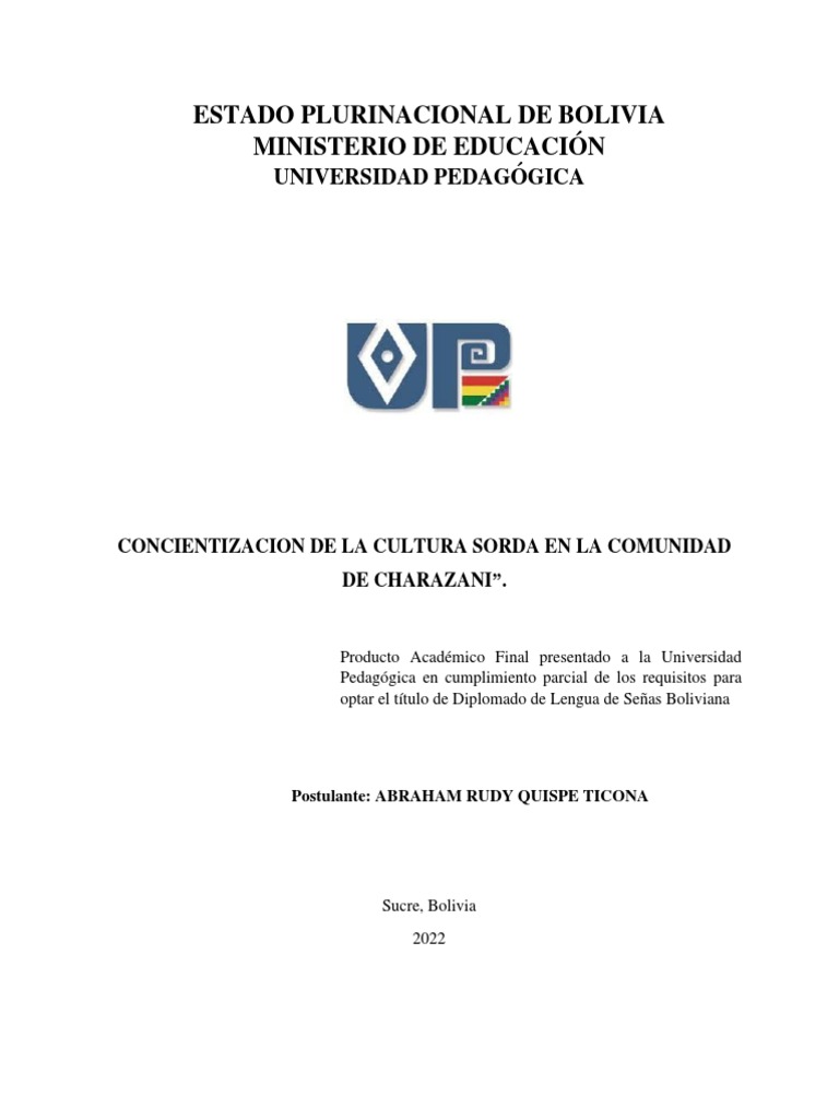 Abraham Rudy Quispe Ticona - Paf, Final LSB | PDF | Lenguaje de señas ...