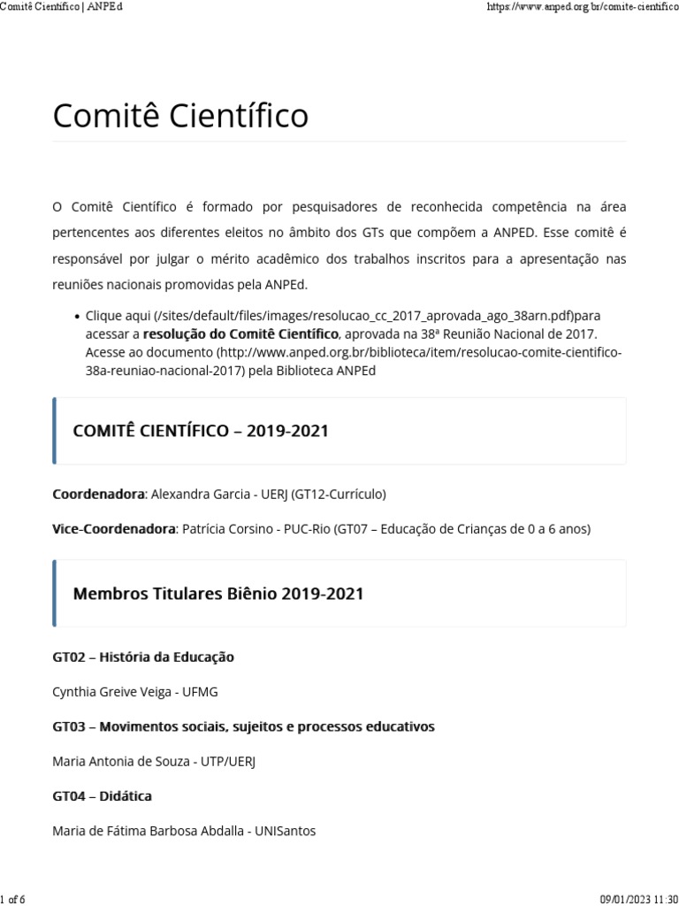Comitê Científico ANPEd | PDF | Licença Creative Commons | Science