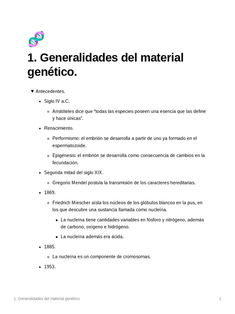 Generalidades Del Material Genético | PDF | Adn | Ácidos nucleicos