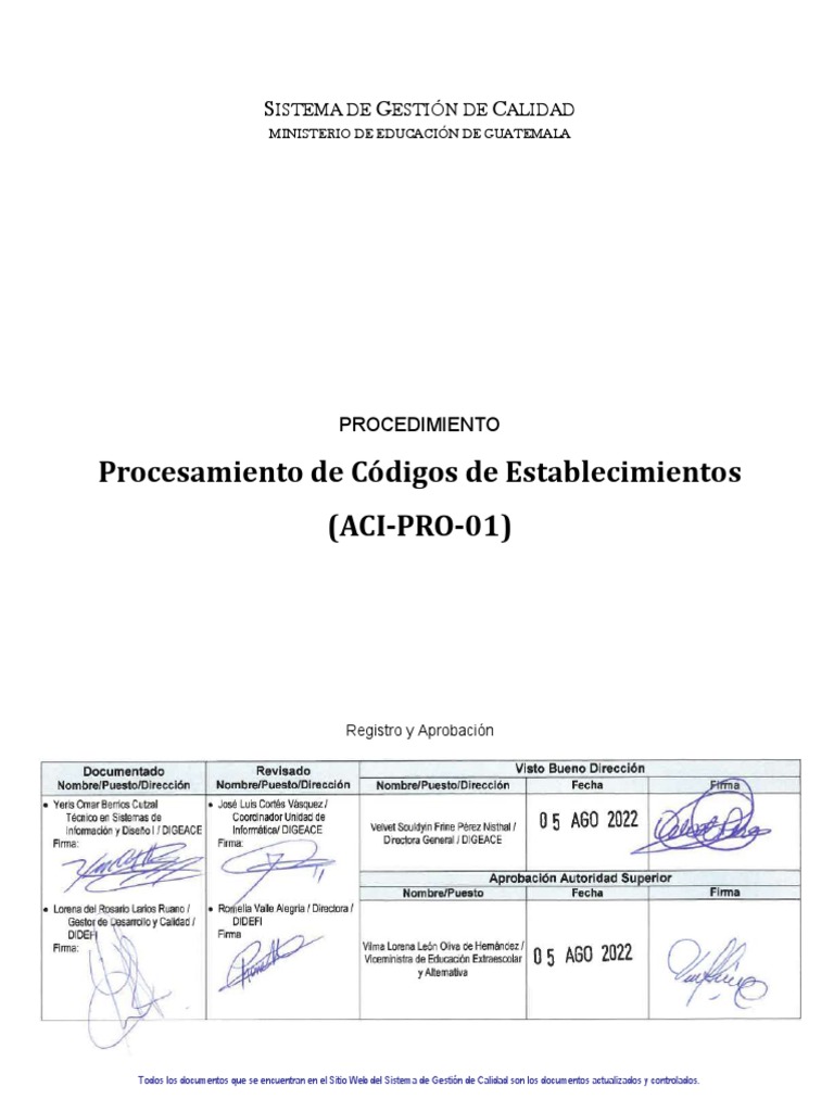 Aci-Pro-01 Procesamiento Codigos v1 | PDF | Sistema de manejo de ...