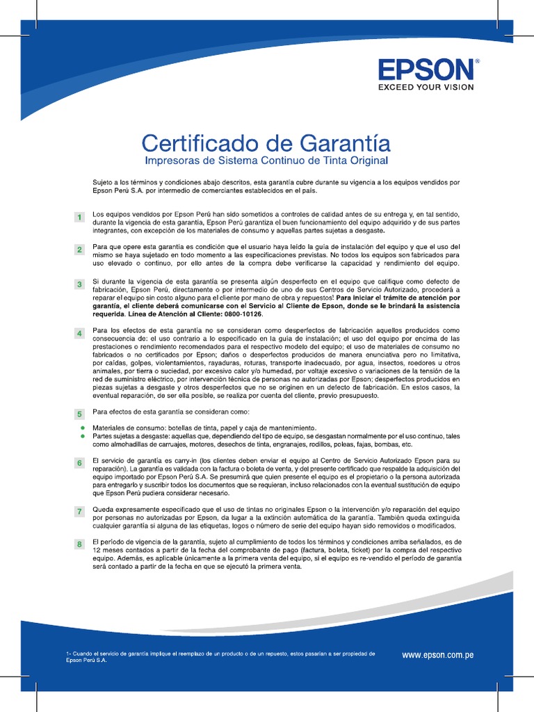 Certificado de Garantía L3210 | PDF