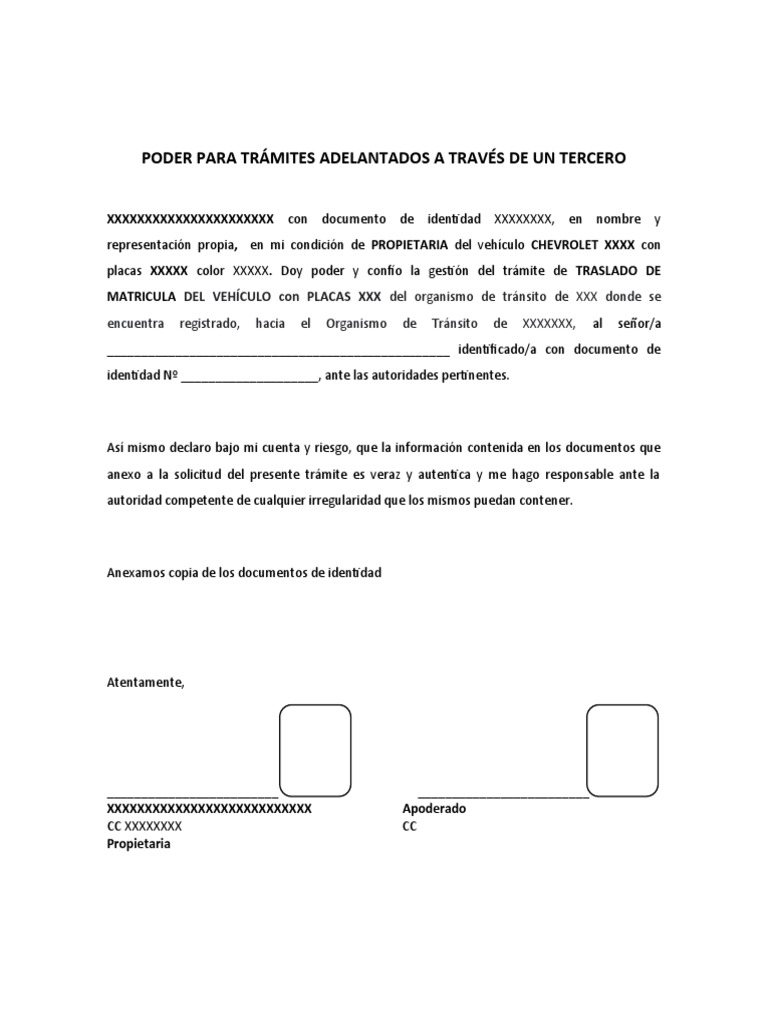 Poder Especial Tramite TRASPASO | PDF