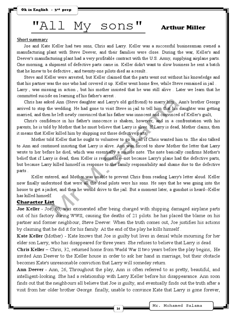 All My Sons by Arthur Miller | PDF