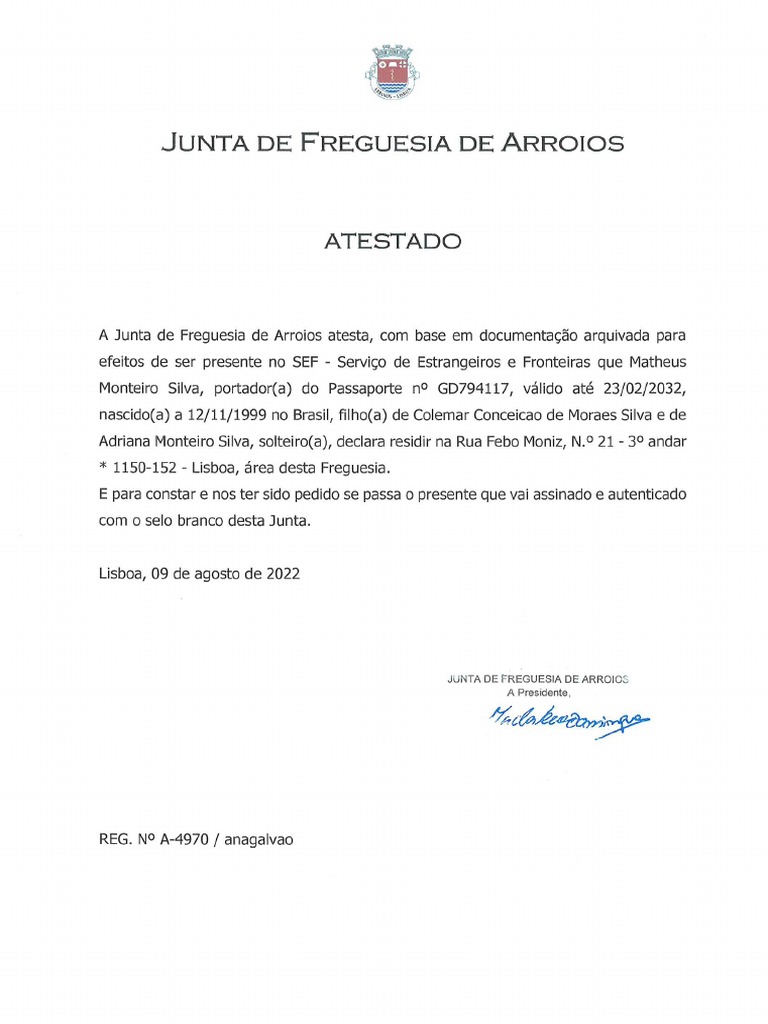 Comprovante de Morada | PDF