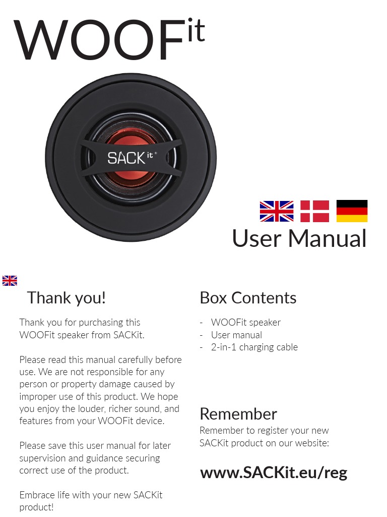 WOOFit User Manual | PDF | Loudspeaker | Headphones