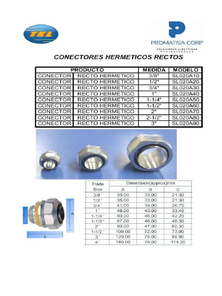 Ficha Técnica Conector Recto Hermético | PDF