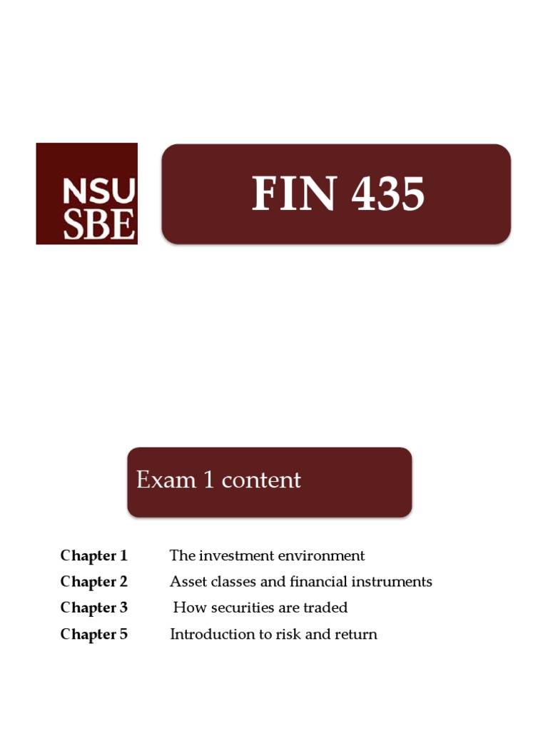 FIN 435 - Exam 1 Slides | PDF | Margin (Finance) | Short (Finance)