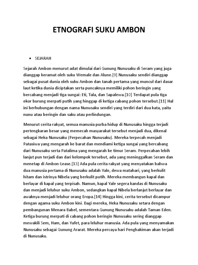 Etnografi Suku Ambon | PDF